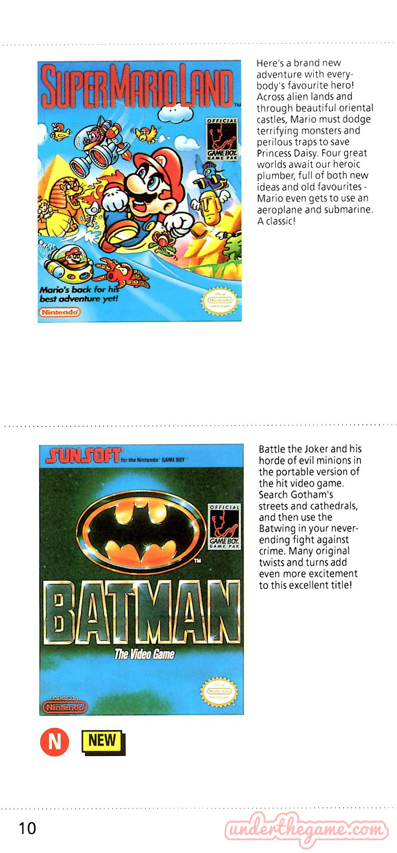 Catalogue Nintendo Game Pak - Game Boy - 1991-1992 [UKV] - underthegame.com