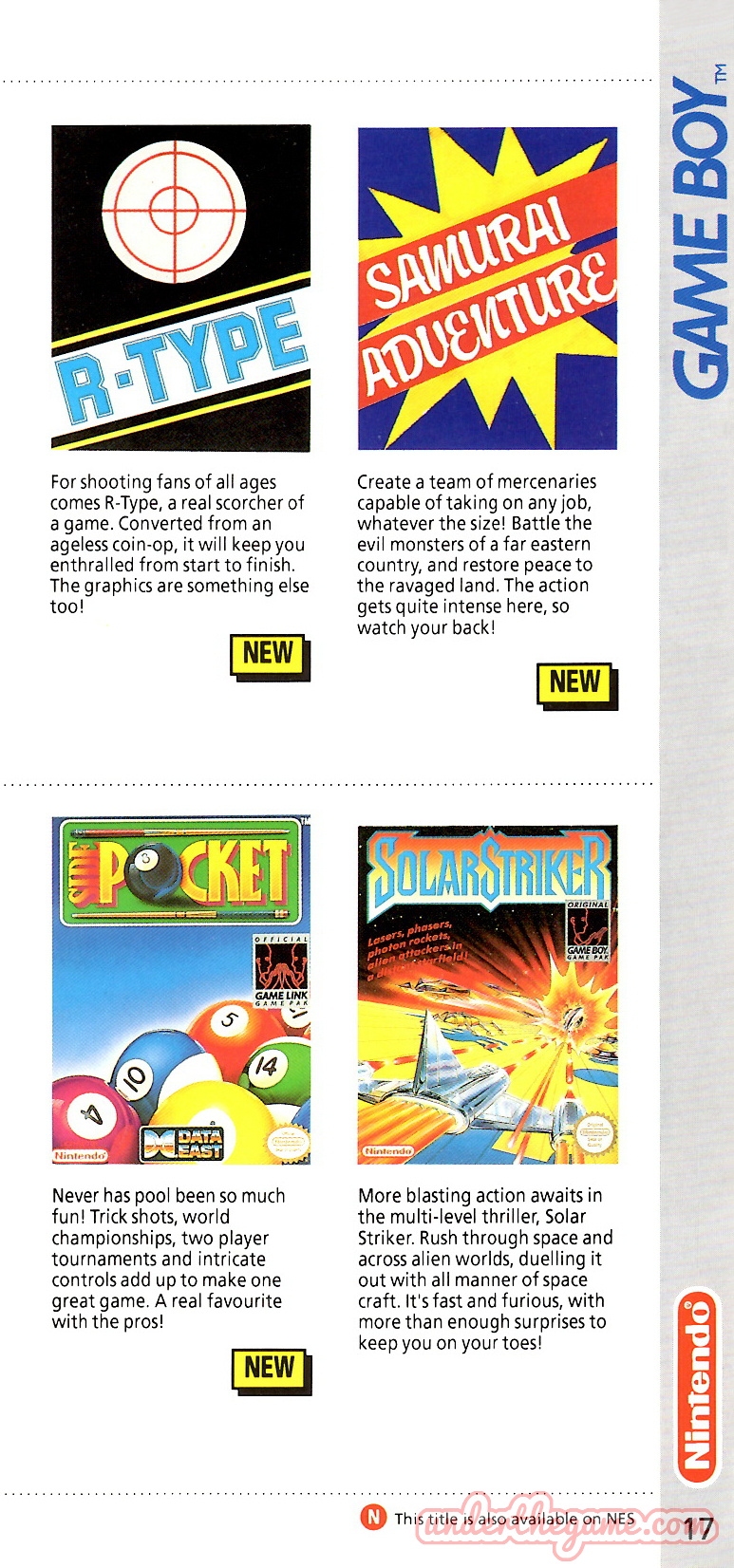 Catalogue Nintendo Game Pak - Game Boy - 1991-1992 [UKV] - underthegame.com