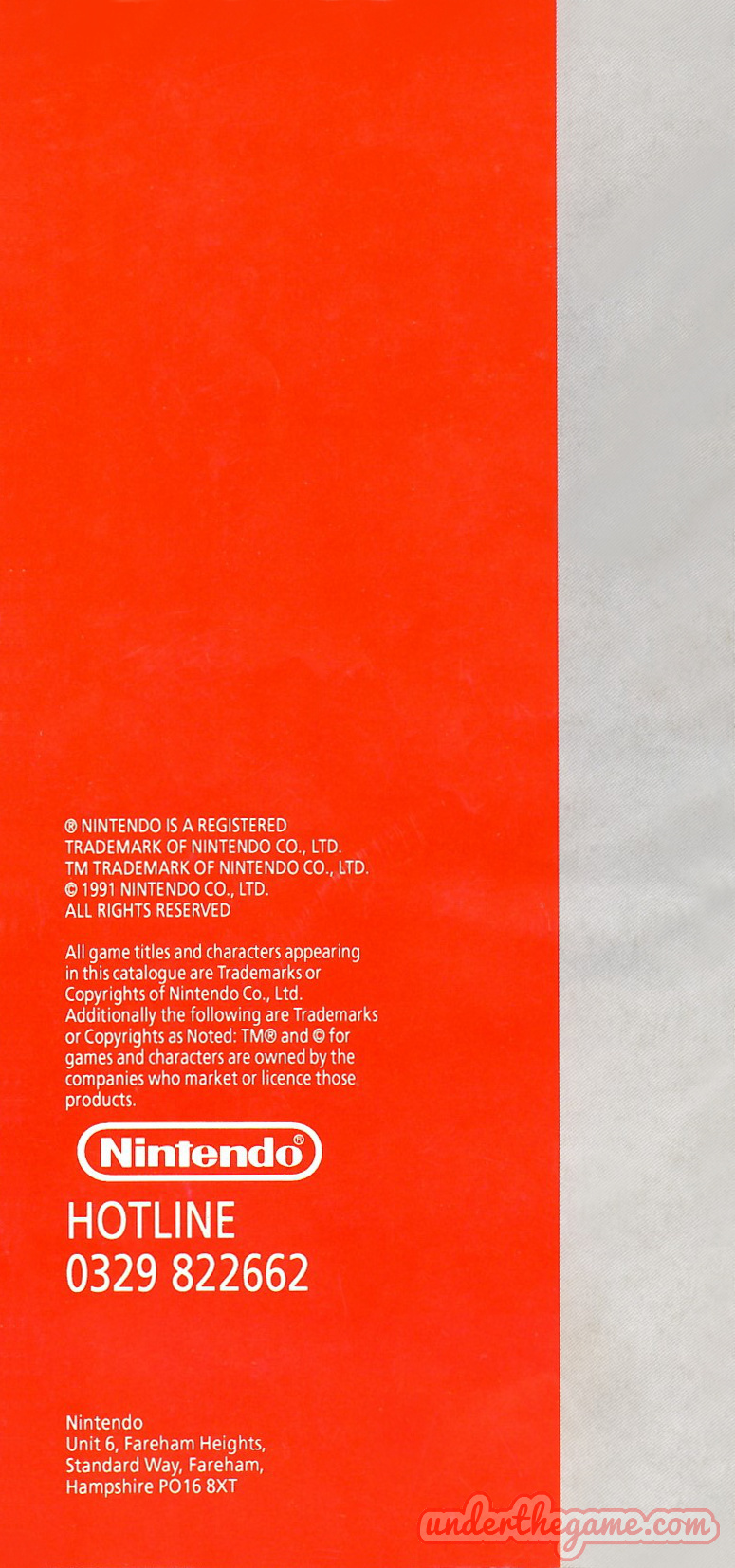 Catalogue Nintendo Game Pak - Game Boy - 1991-1992 [UKV] - underthegame.com