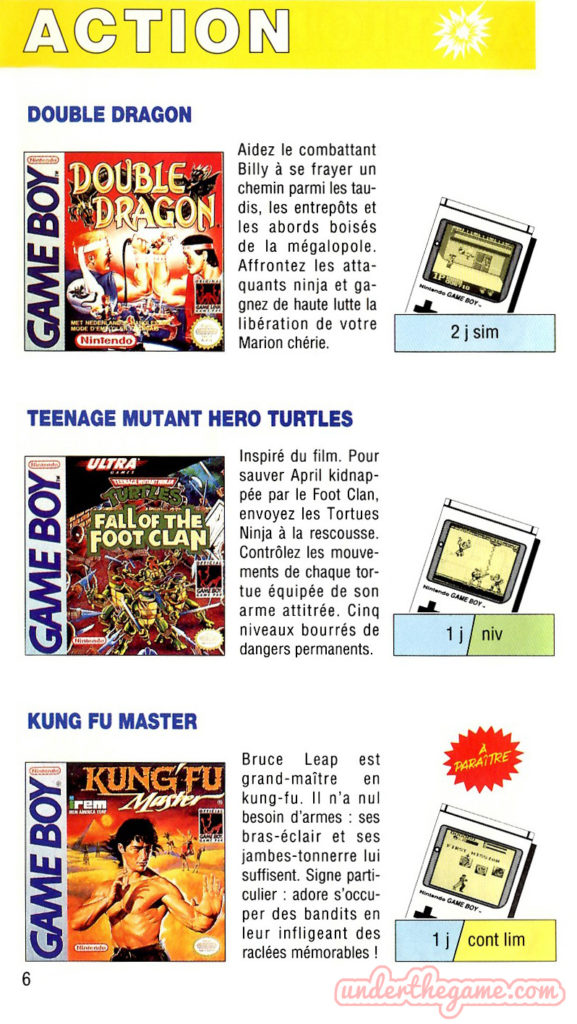 Catalogue Game Boy - Nintendo - 1991 [VF] - underthegame.com
