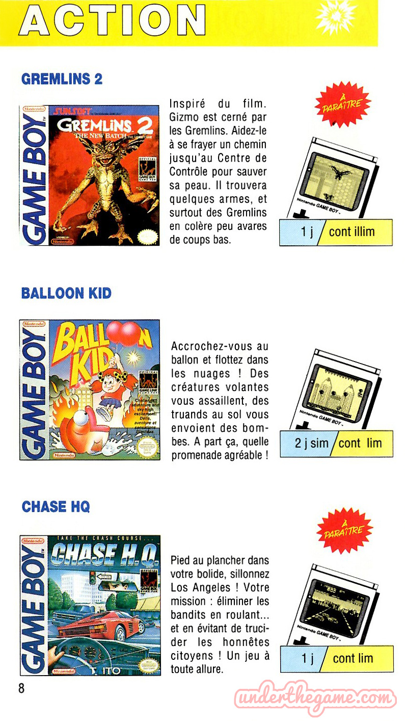 Catalogue Game Boy - Nintendo - 1991 [VF] - underthegame.com