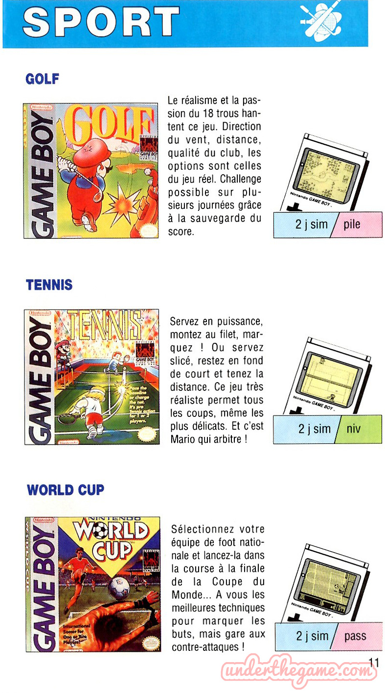 Catalogue Game Boy - Nintendo - 1991 [VF] - underthegame.com