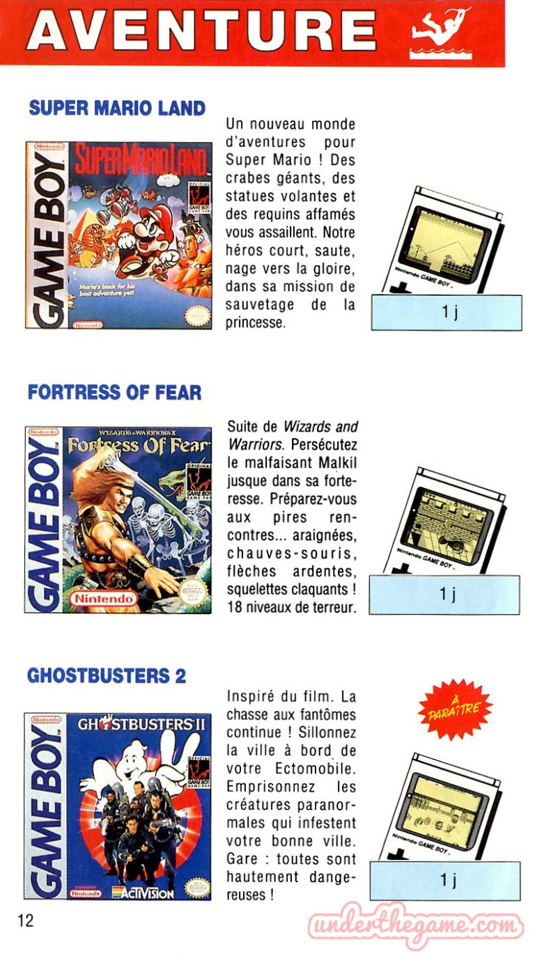 Catalogue Game Boy - Nintendo - 1991 [VF] - underthegame.com