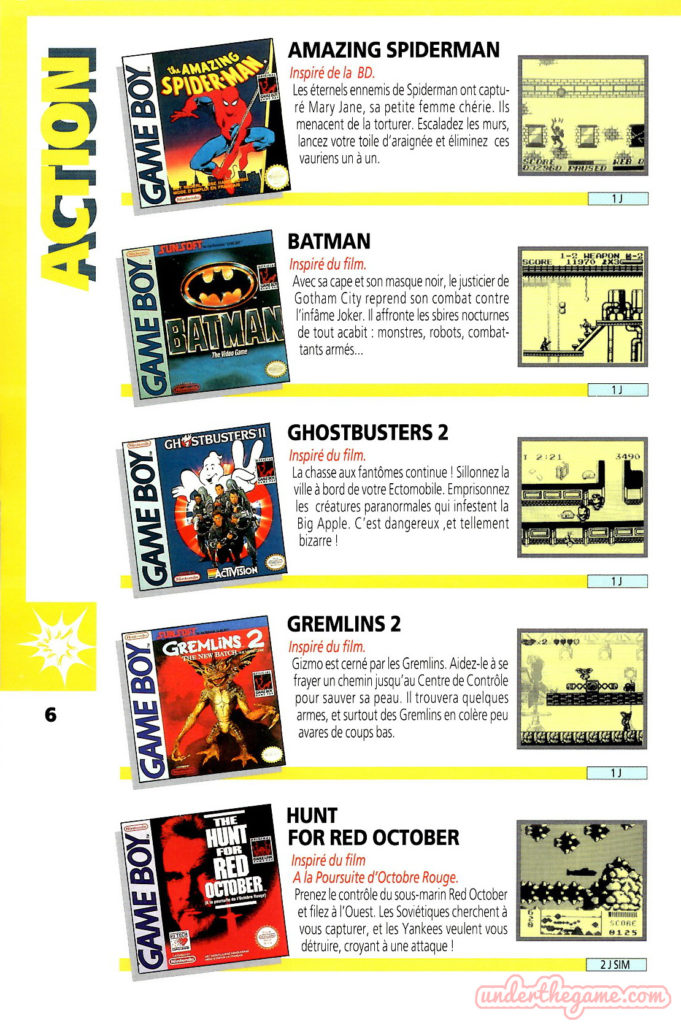 Catalogue Game Boy - Nintendo - 1992 [VF] - underthegame.com