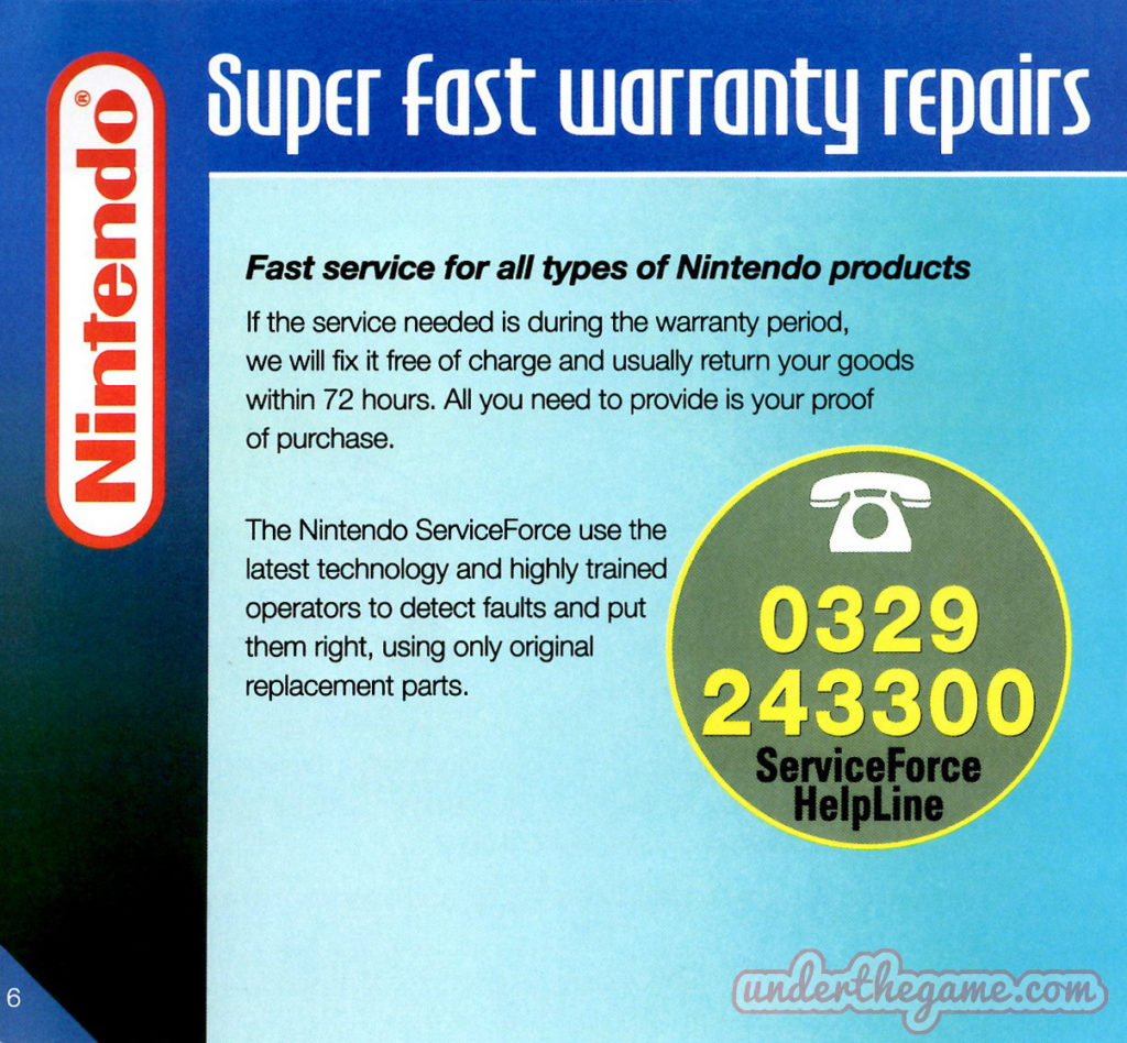 Brochure Service Force Centre Customer - Nintendo - 90's [UKV ...