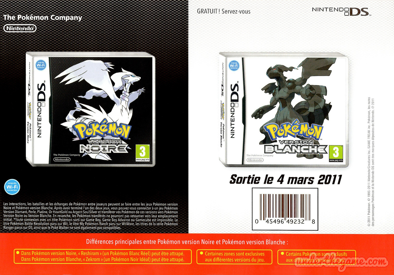 Brochure Pokémon versions Noire et Blanche – Nintendo DS – 2011 [VF ...